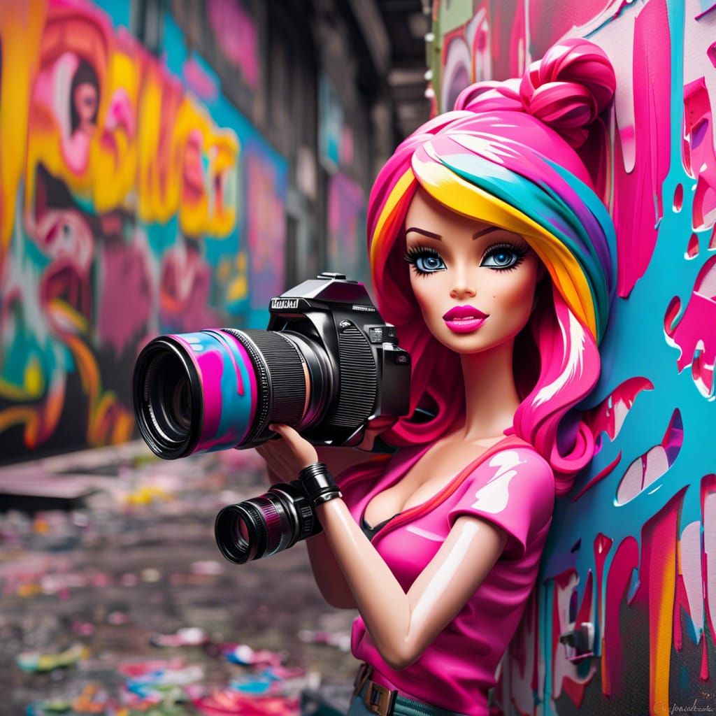 Barbie doll as a photographer - AI Generated Artwork - NightCafe Creator