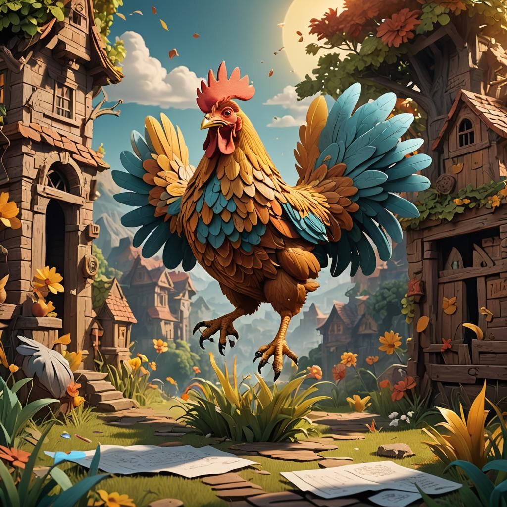 Chicken jumping of joy - AI Generated Artwork - NightCafe Creator