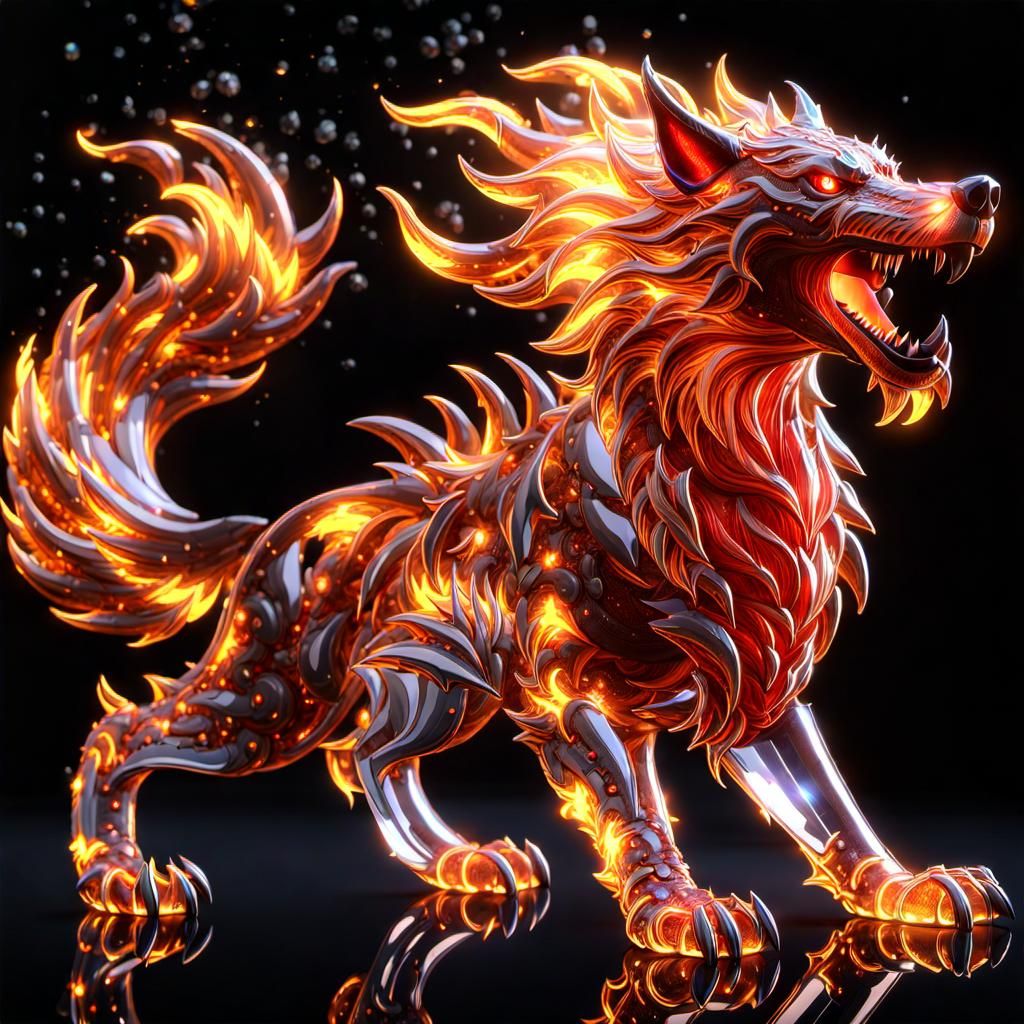 Fiery Glass Hellhound - AI Generated Artwork - NightCafe Creator