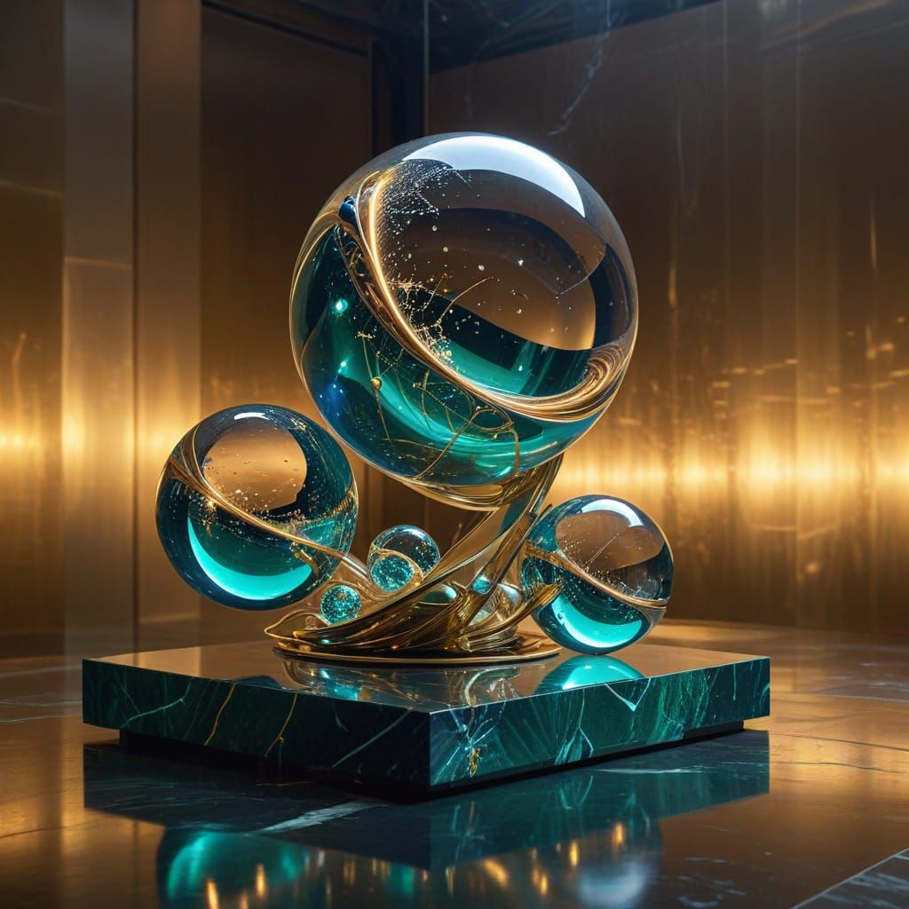 Gravity-Defying Abstract Sculpture in Iridescent H... - AI Art
