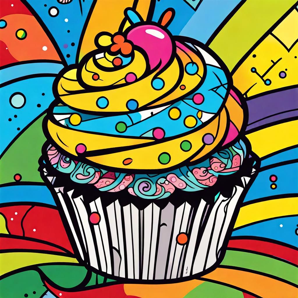 A Cupcake by Romero Britto - AI Generated Artwork - NightCafe Creator