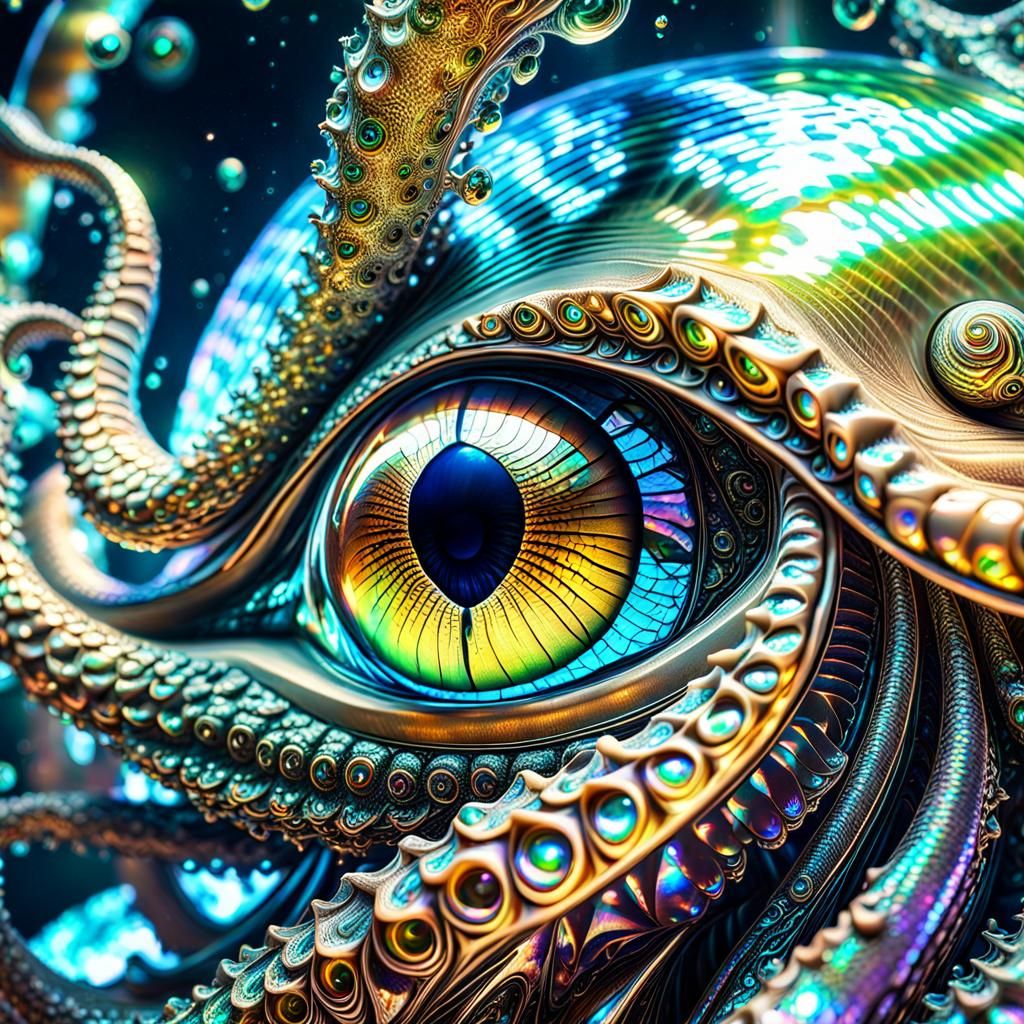Holographic Colors, closeup of a Kraken’s eye. - AI Generated Artwork ...