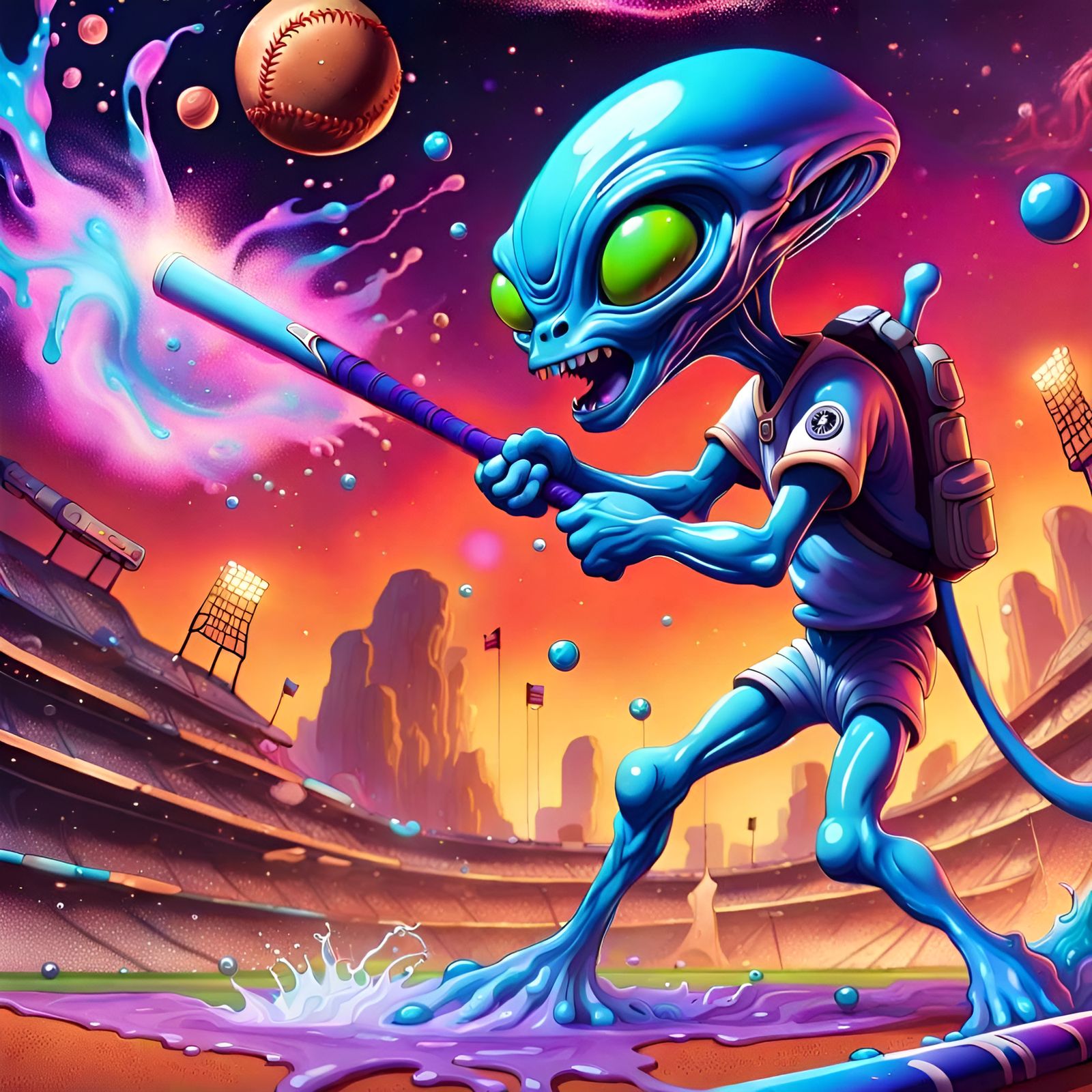 Alien baseball - AI Generated Artwork - NightCafe Creator