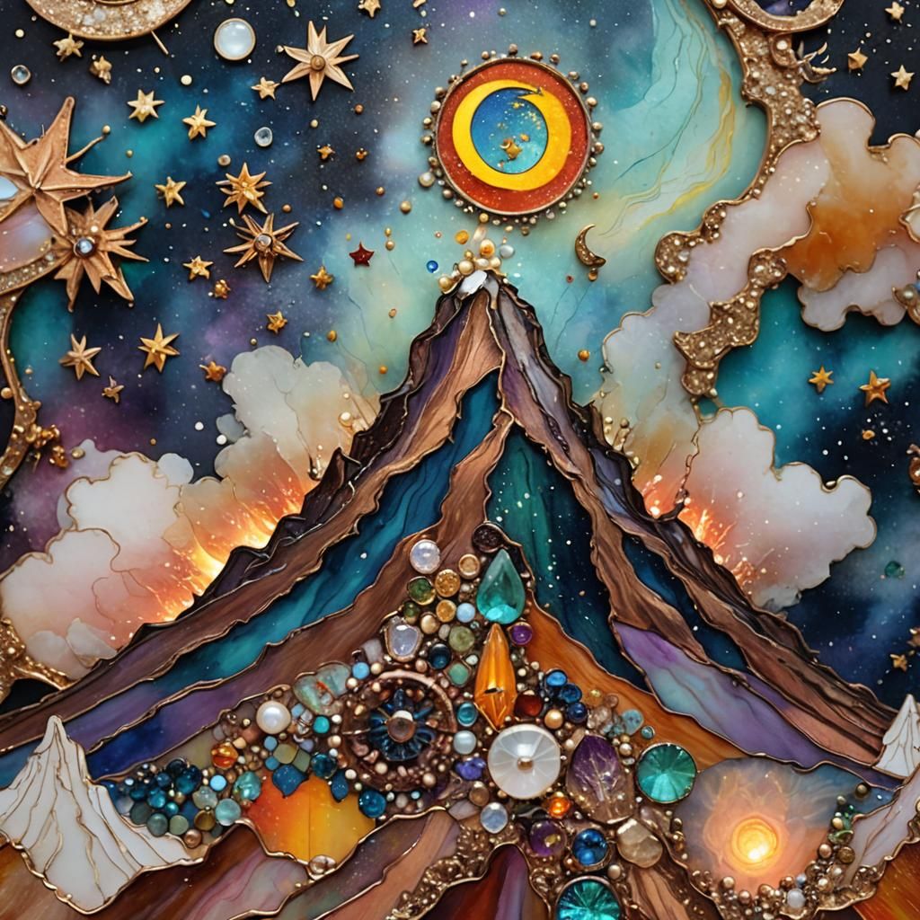 Erupting Volcano - Stained Glass 🌋 - AI Generated Artwork - NightCafe ...