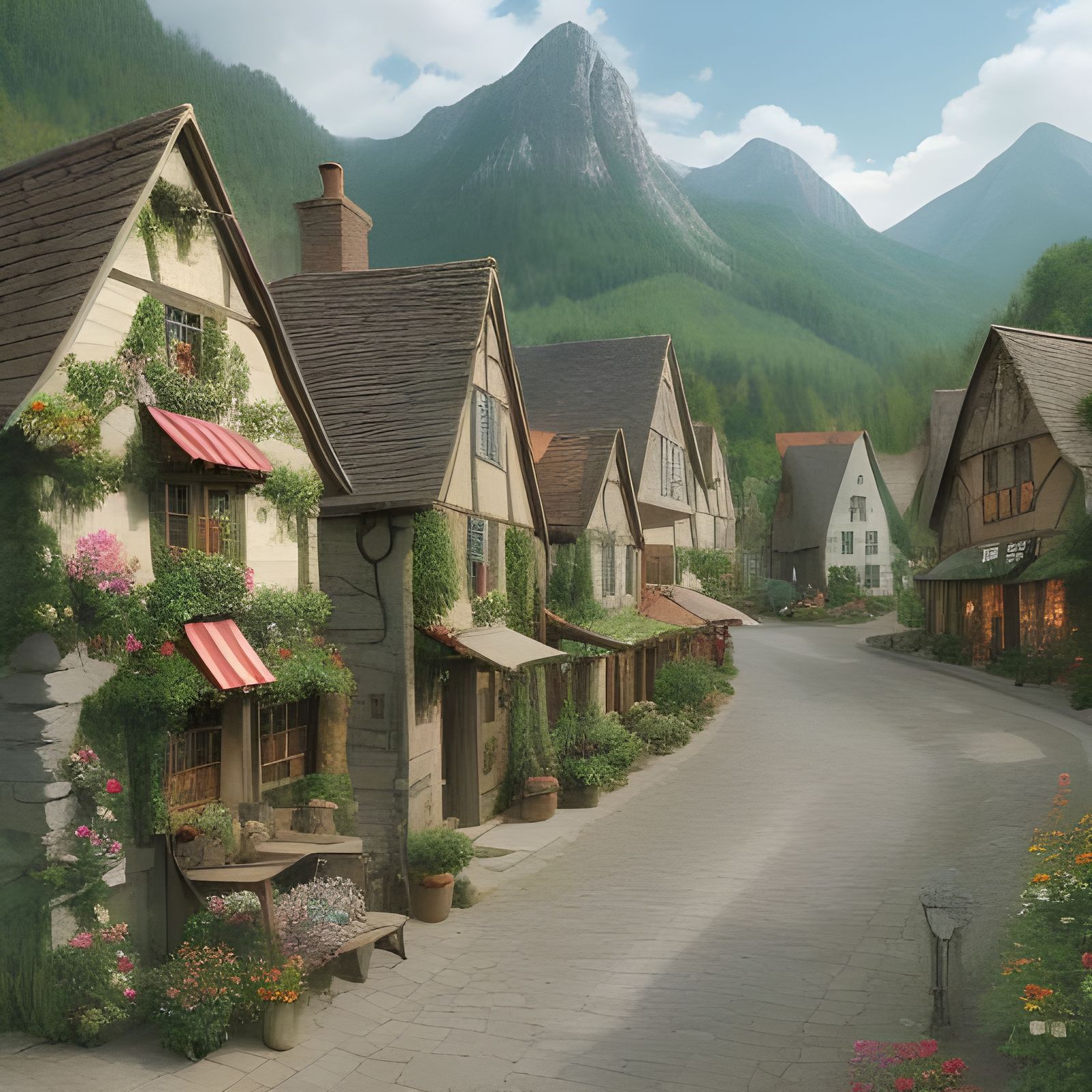 Quaint Little Village - AI Generated Artwork - NightCafe Creator