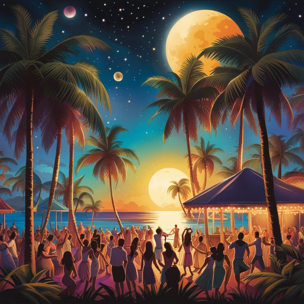A beachside disco extravaganza, with palm trees swaying to the rhythm ...