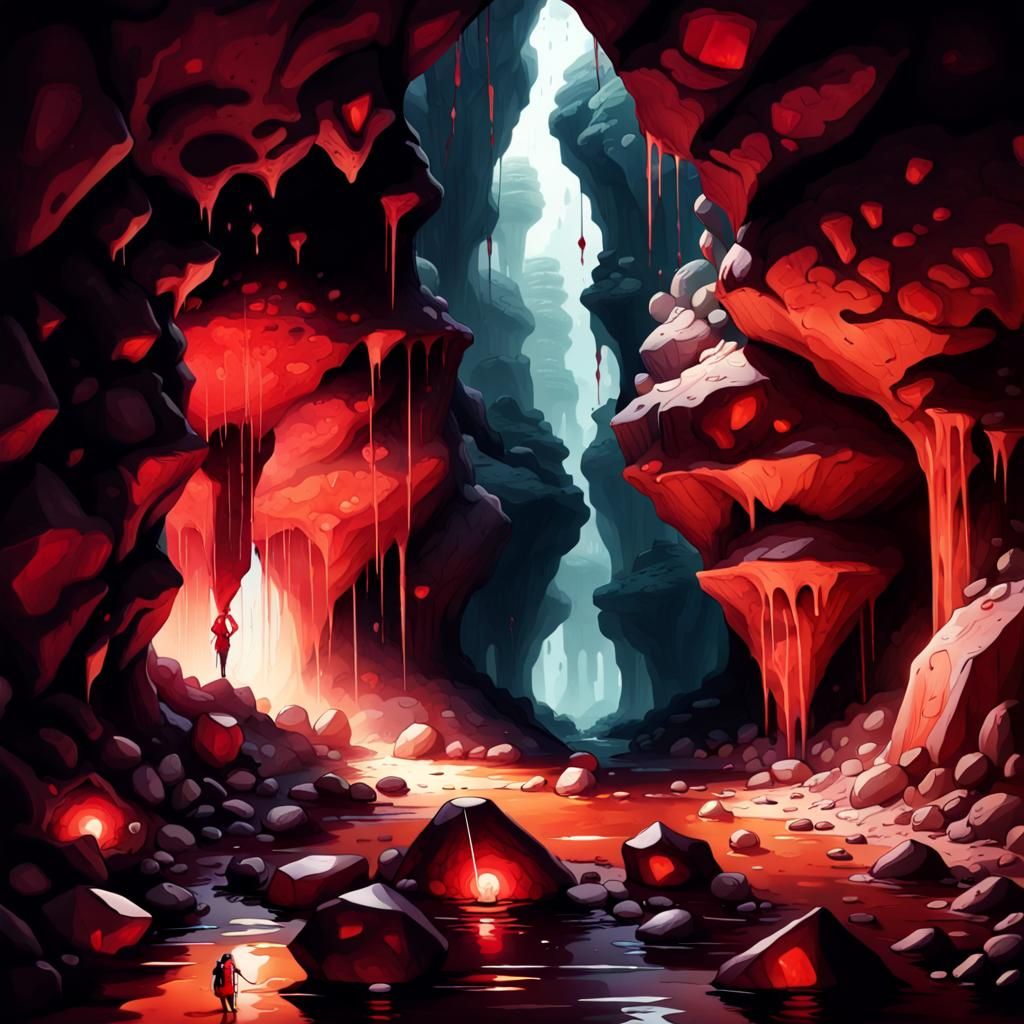 Blood Crystal Caves - AI Generated Artwork - NightCafe Creator