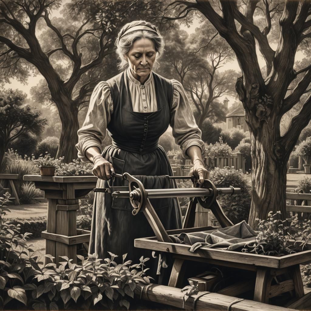 a washer woman - A Victorian Washer Woman in a Garden of Tra...