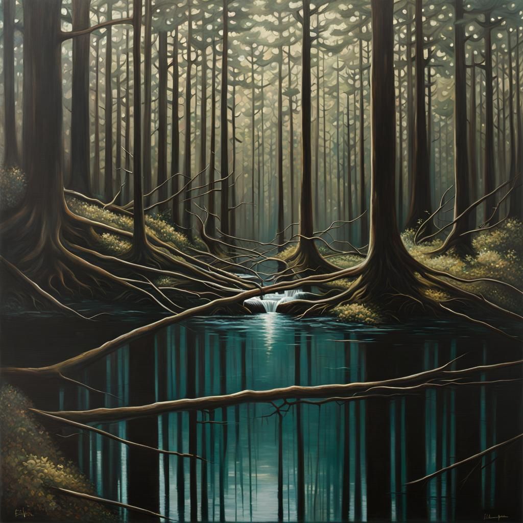 Eldritch forest, realism, style of Eric Zener - AI Generated Artwork ...