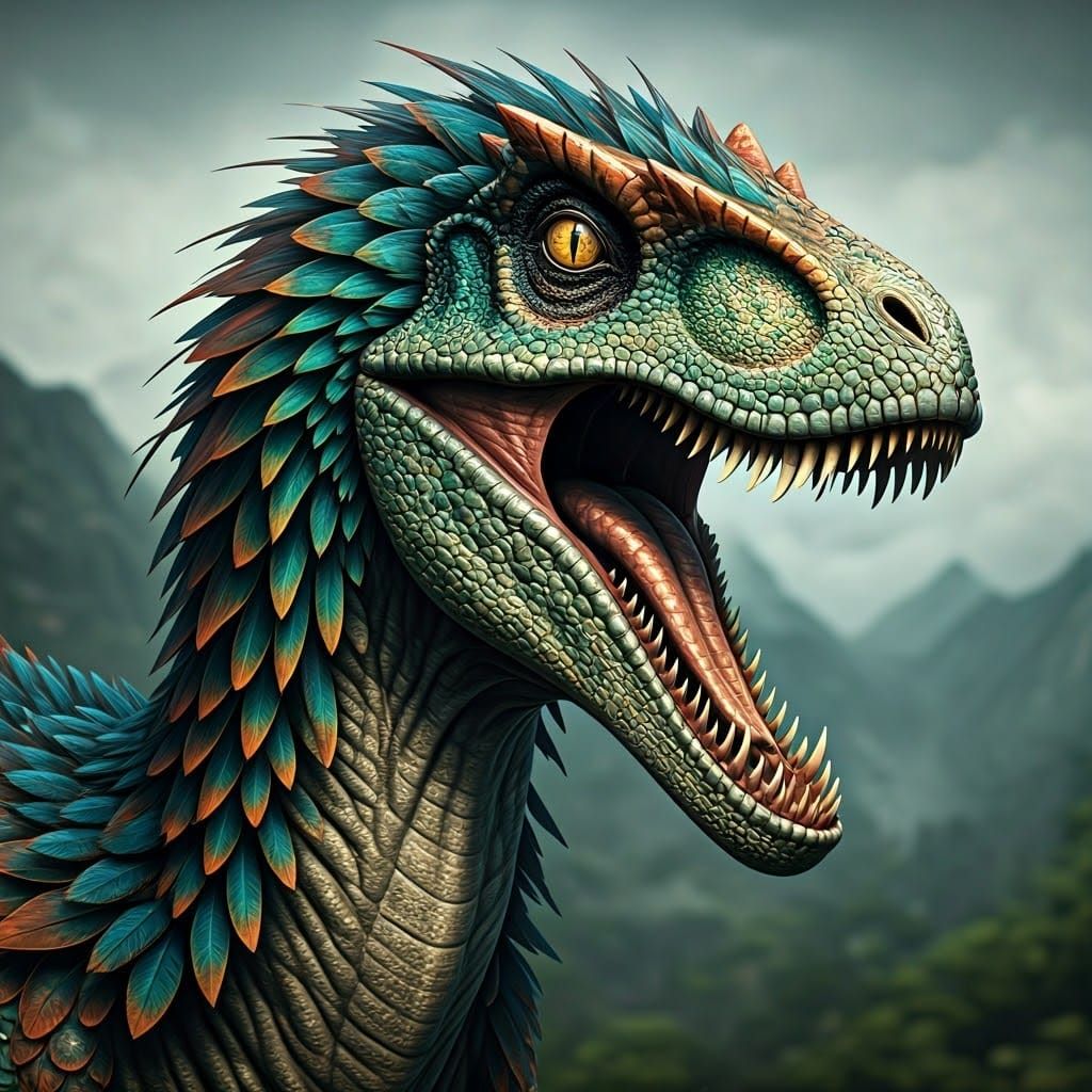 Majestic Ascended Utahraptor with Sharp Teeth and ... - AI Art