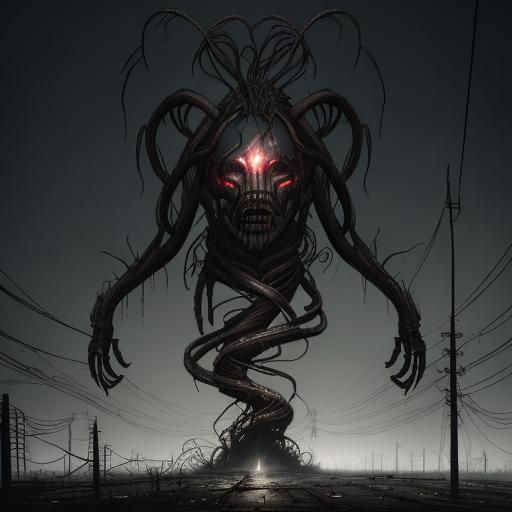 A twisted inhuman horror of electrical wires and metal - AI Generated ...