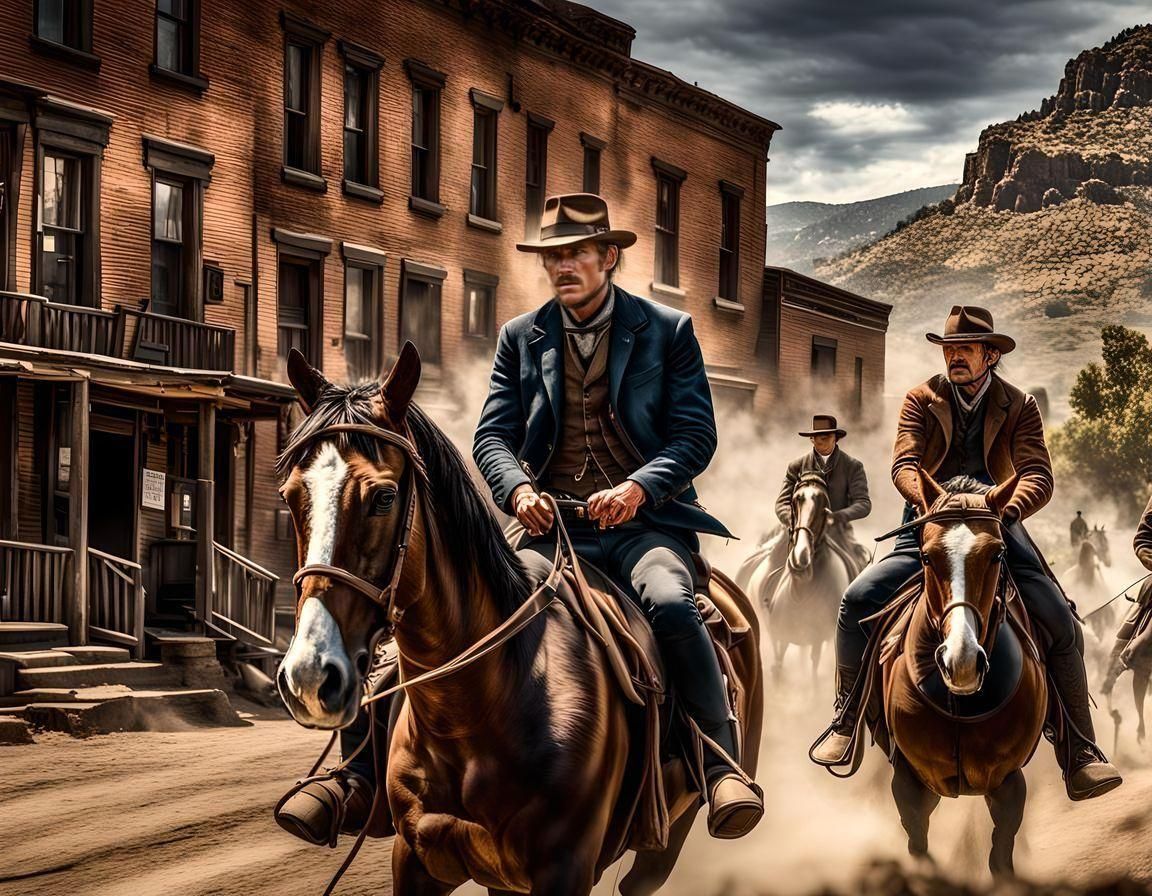 Butch Cassidy and the Sundance Kid on Horses in a Getaway Chase - AI ...