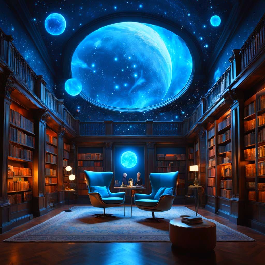 Cosmos Library - Stellar Library Amidst Cosmic Shores