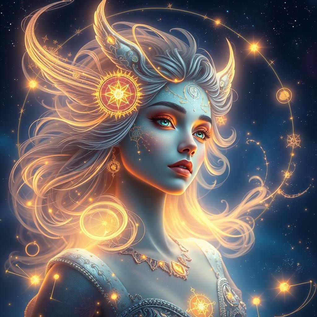 'Luna Starfire', the radiant digital art character who weaves a unique ...