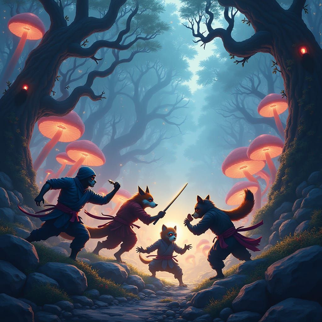 epic ninja animal battle - Ninja Animals Clash in Epic Ancie...