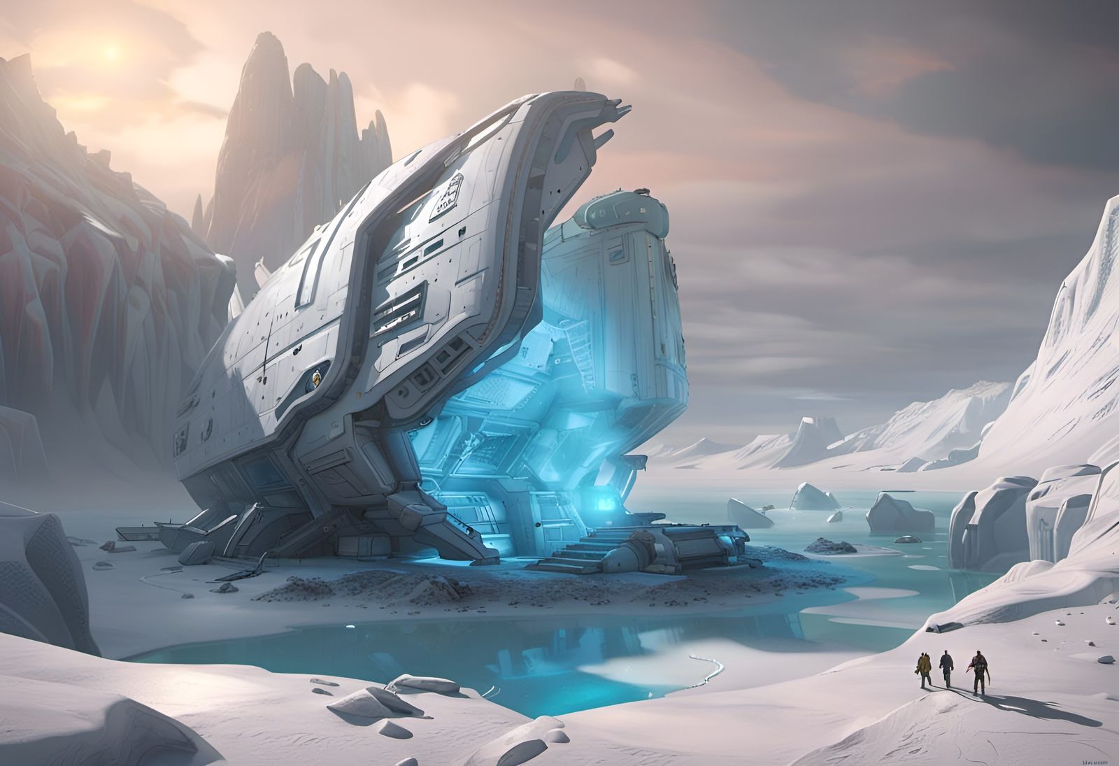 Abandoned derelict starship on an ice planet by Vladislav Ociacia ...