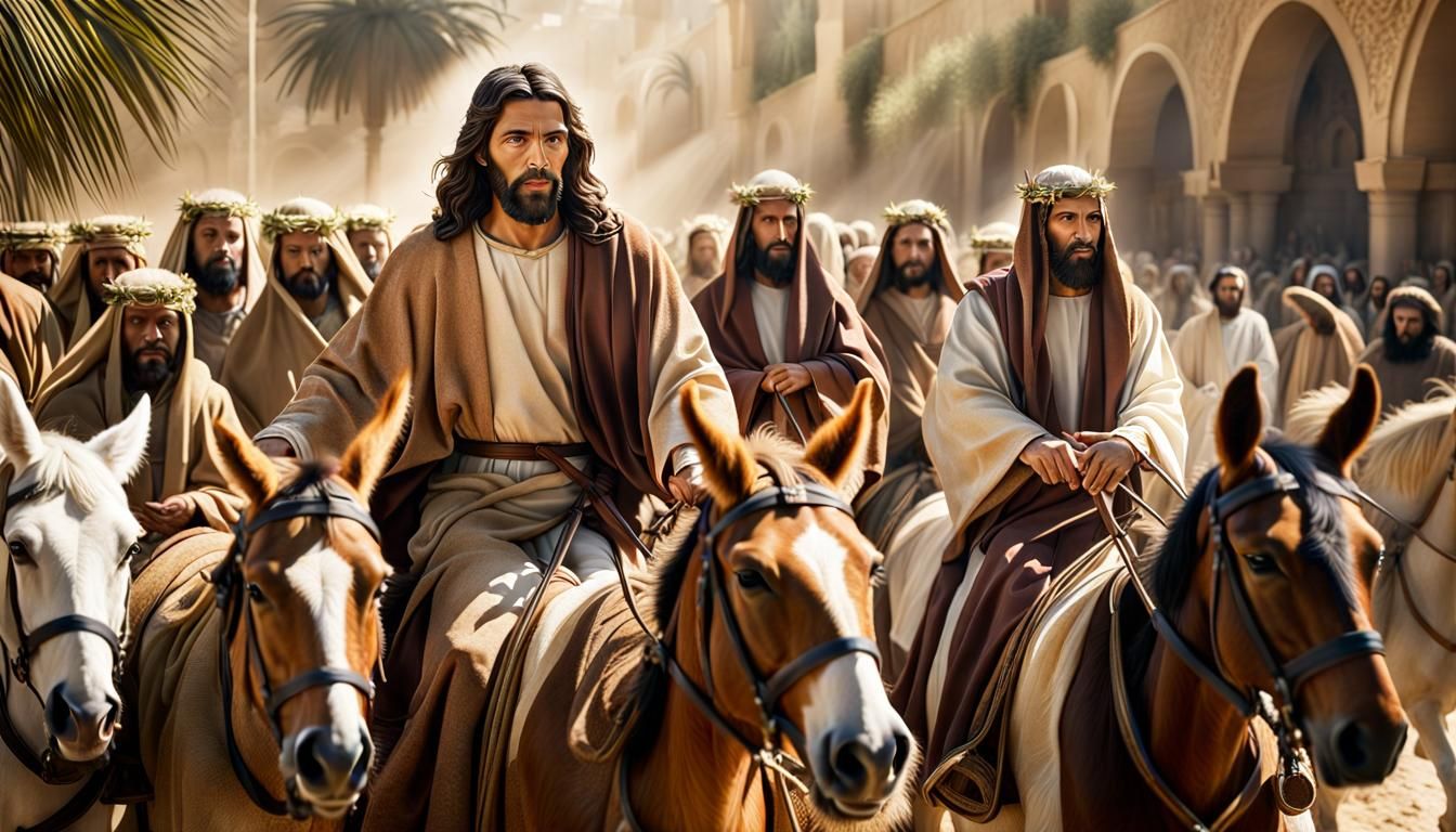 Jesus enters Jerusalem. - AI Generated Artwork - NightCafe Creator