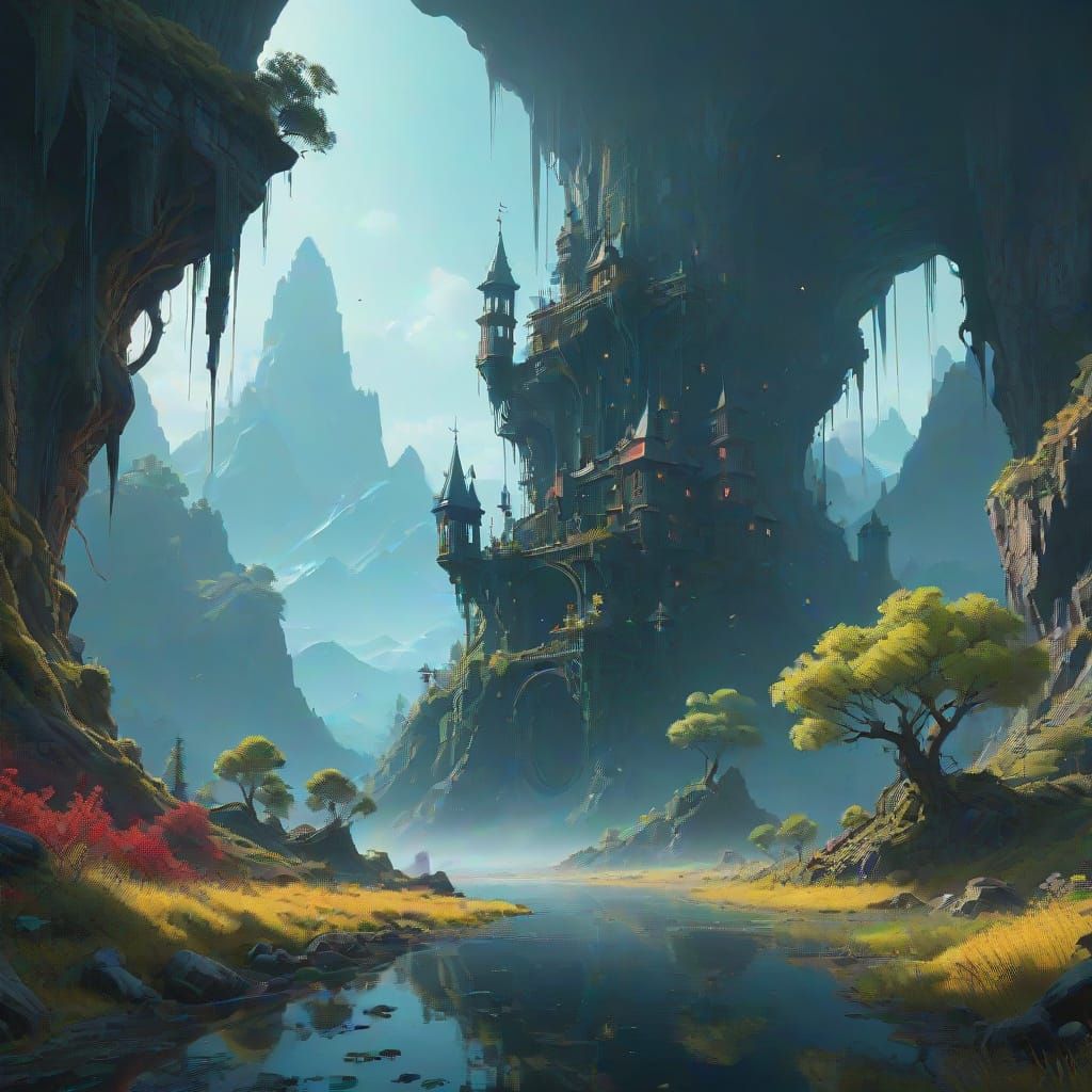 Caves castle - Ethereal Cave Castle Amidst a Fractal Tapestr...