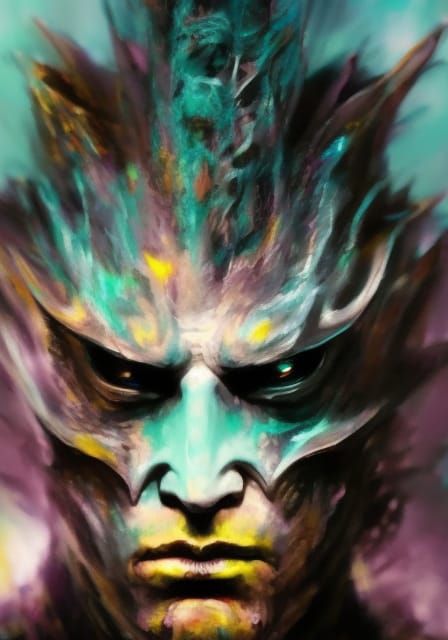 close-up of Frieza with an obsidian face, promethean_alien_deity ...