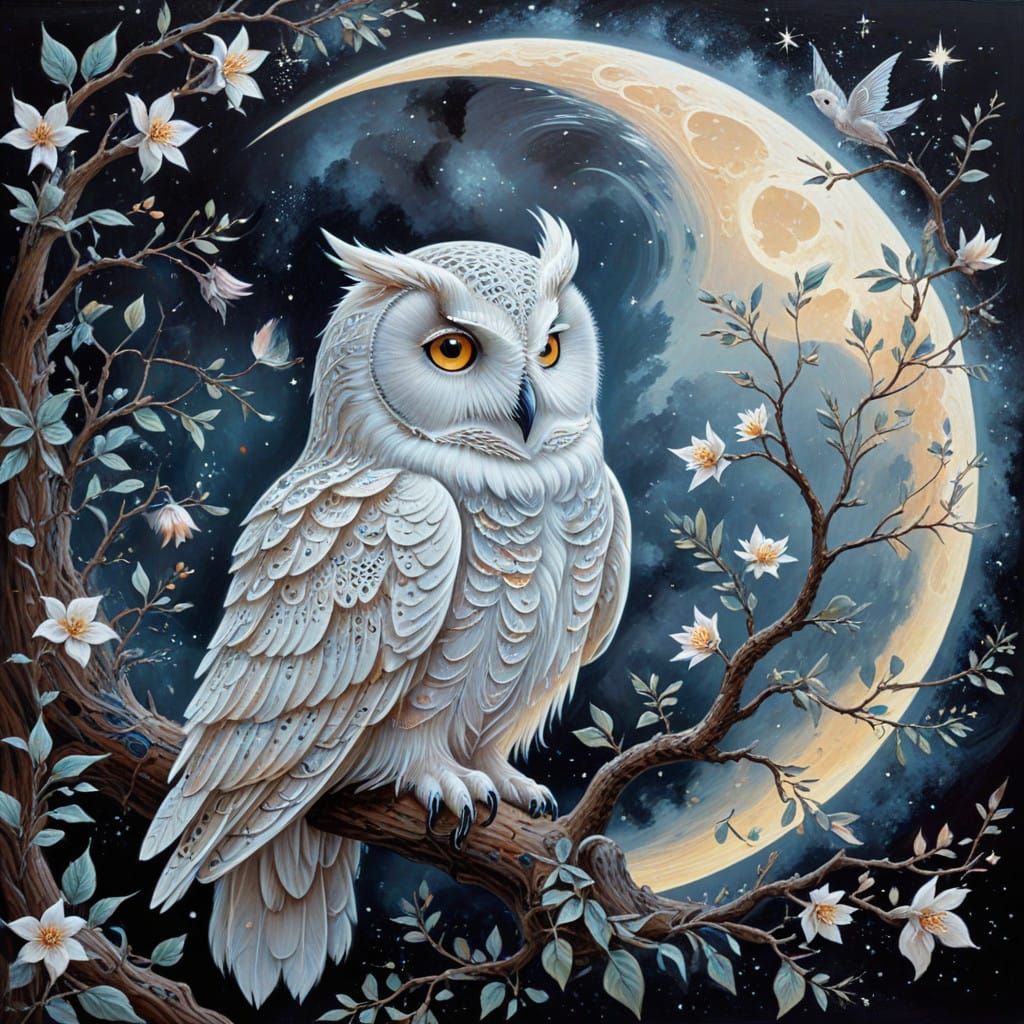 Whimsical Moonlit Scene in Pastel Hues - AI Art