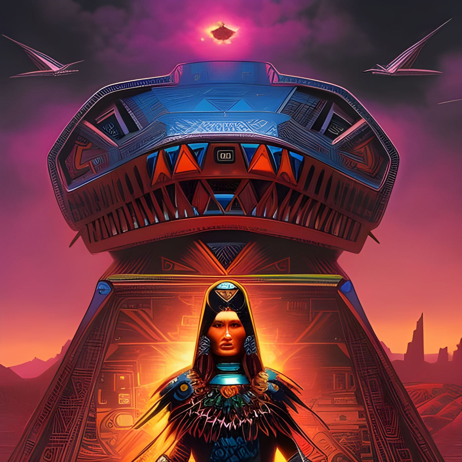 an aztec computer, Mark Brooks and Dan Mumford, comic book art, perfect ...