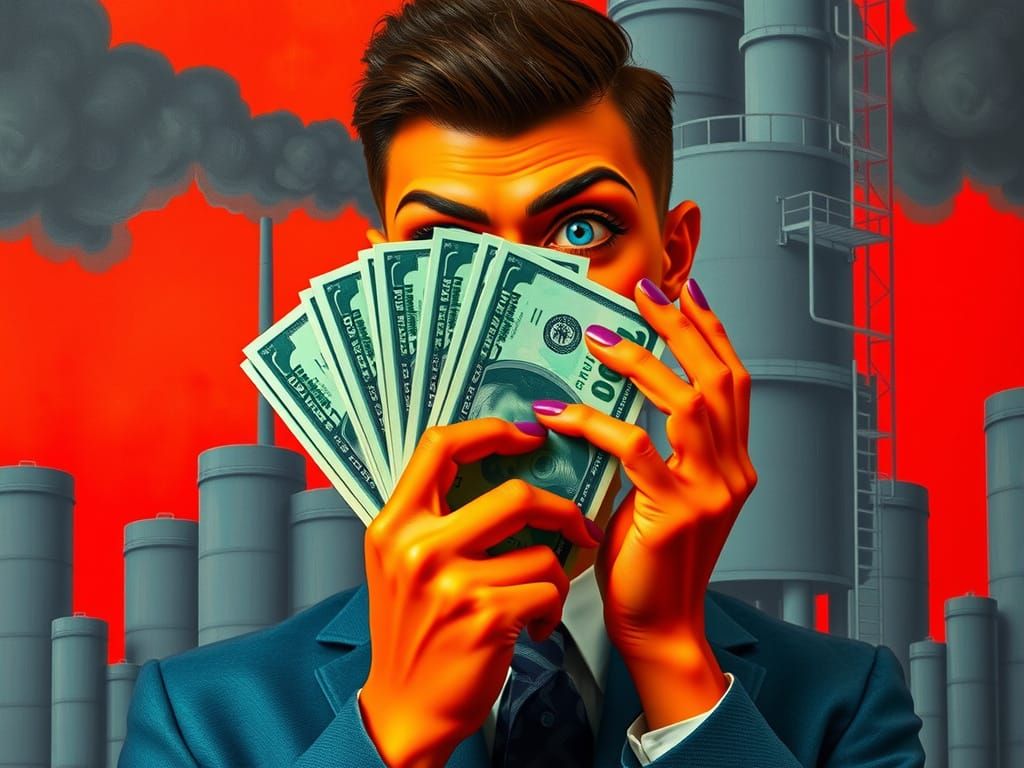 Surreal Capitalist with Money in Vibrant Colors - AI Art