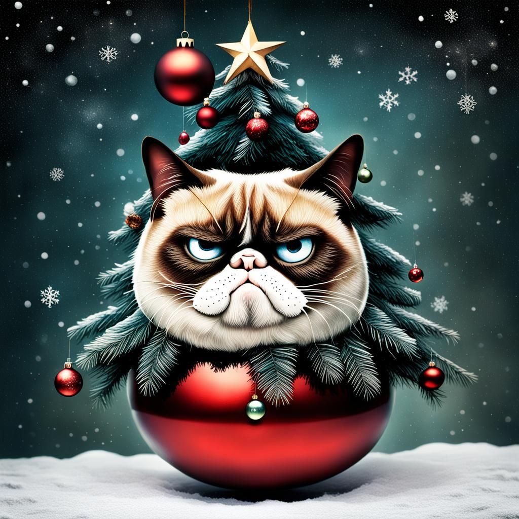 "Obese Decorative Christmas-Grumpy Cat-Tree": photograph by Stephen ...