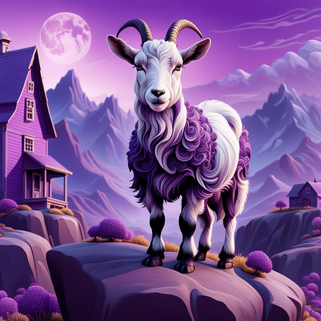 Purple Zentangle Goat - AI Generated Artwork - NightCafe Creator