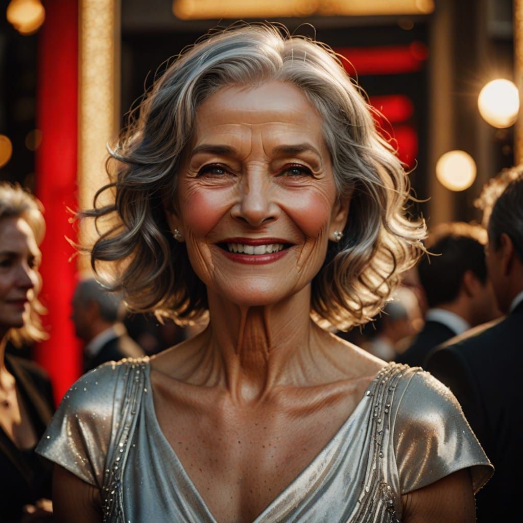 Angel on the Red Carpet: Elegant 69-Year-Old Woman... - AI Art