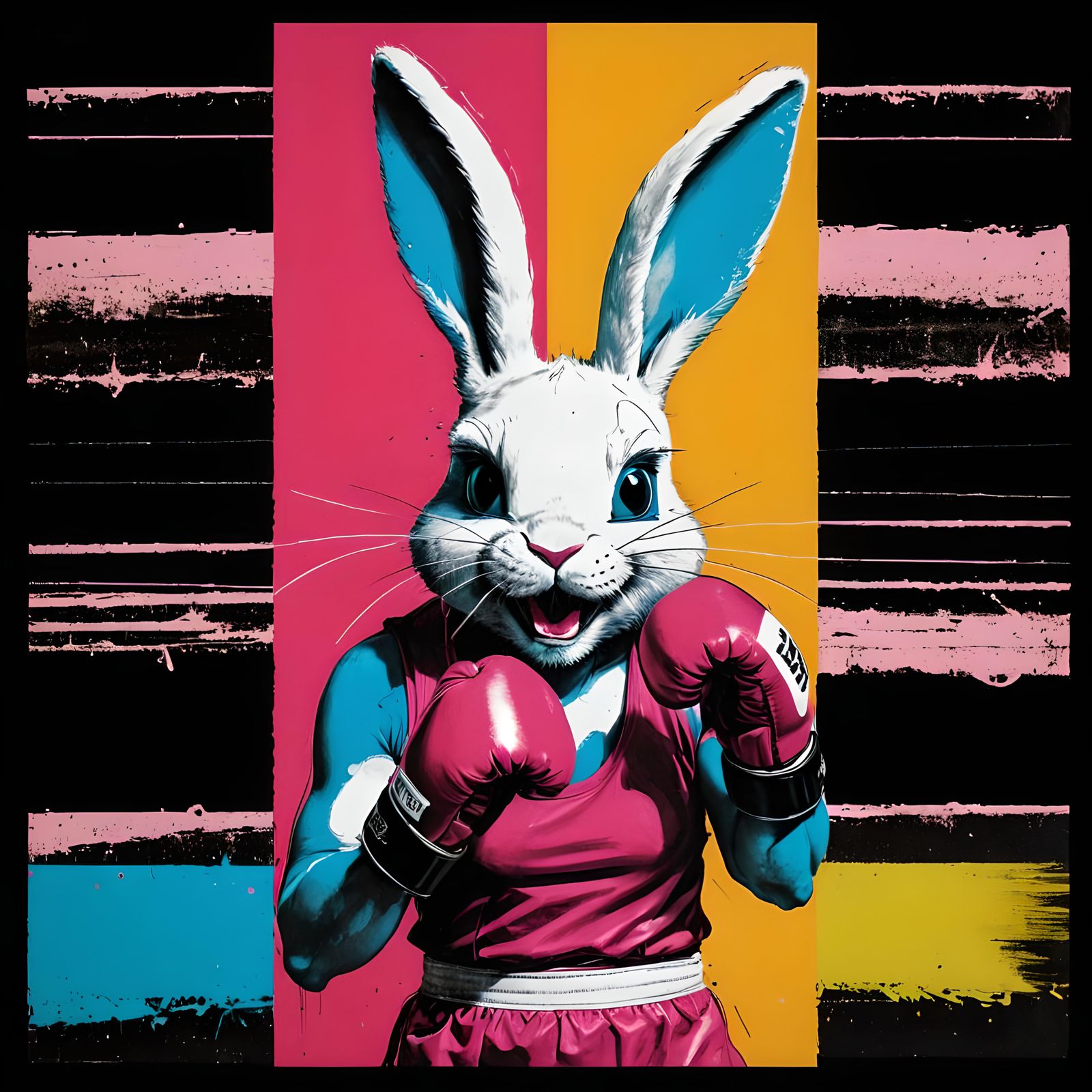 pink one punch rabbit - AI Generated Artwork - NightCafe Creator