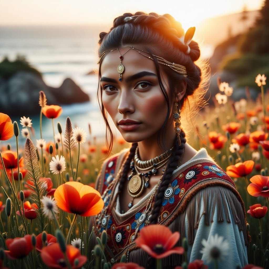 The Native American bride at the sea III