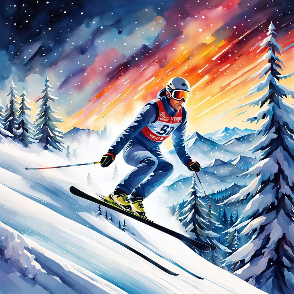 Skiing - AI Generated Artwork - NightCafe Creator