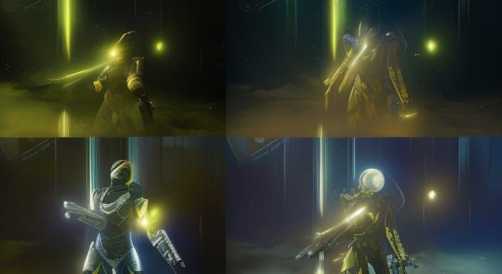 Group picture, destiny 2, lens flare, glowing highlights, moonlight ...