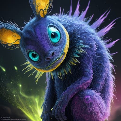 Ethereal Alien Creature with Pleading Eyes - AI Art