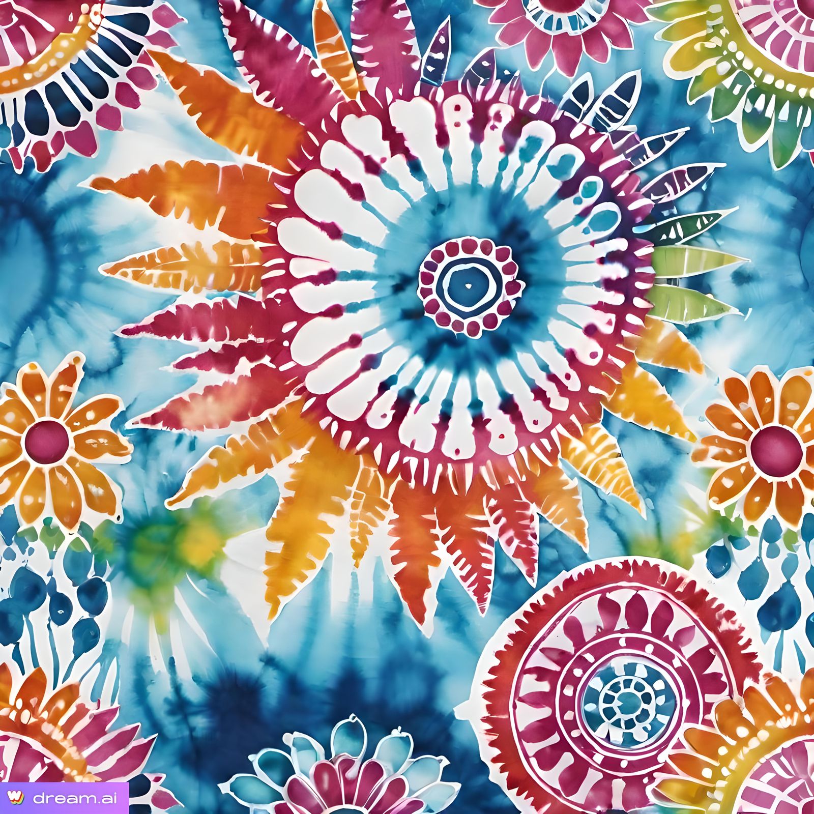 Floral tie dye - AI Generated Artwork - NightCafe Creator