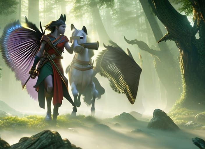 "A pack of gray wolves running through the forest." Artist: Amanda Sage ...