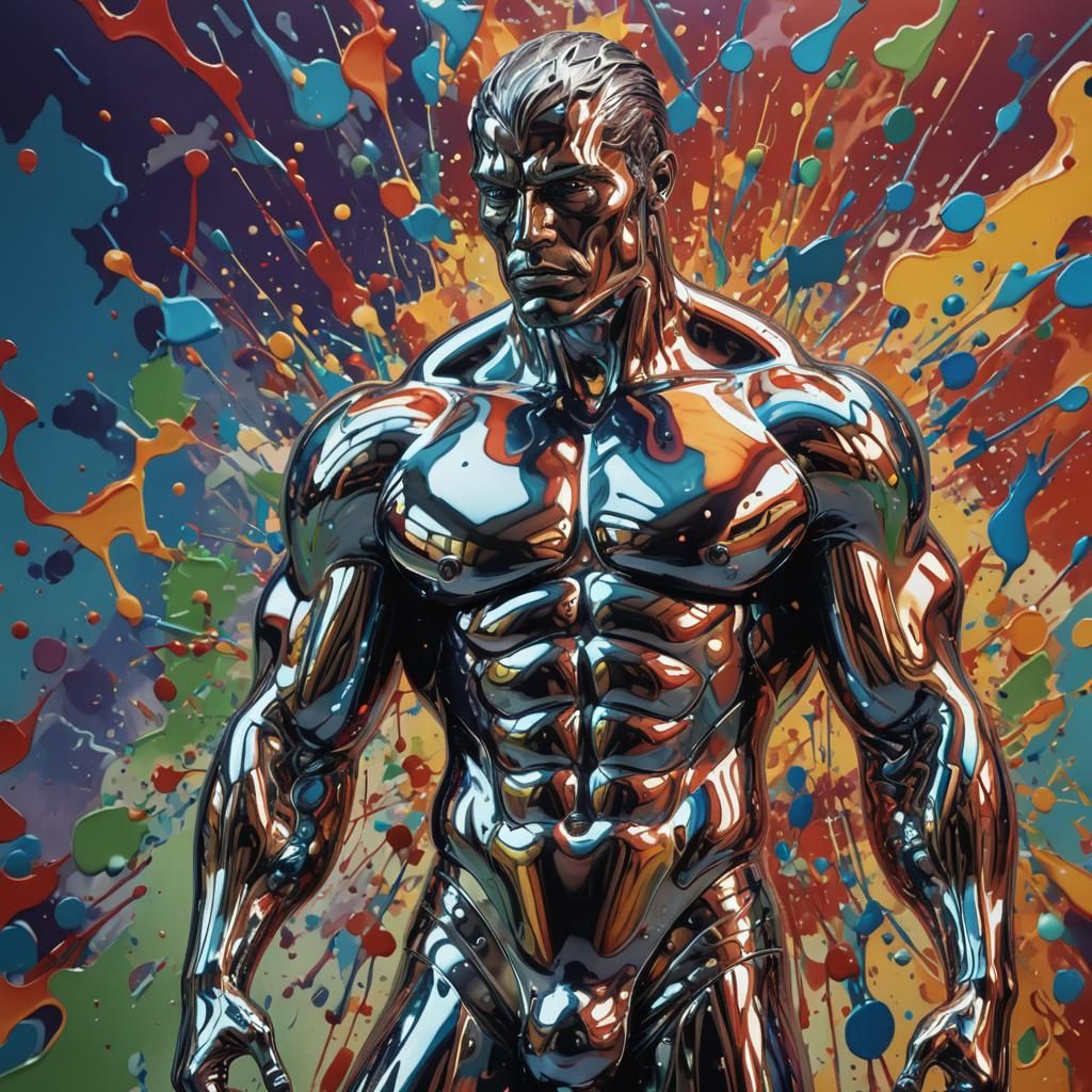 abstract chrome male body - AI Generated Artwork - NightCafe Creator