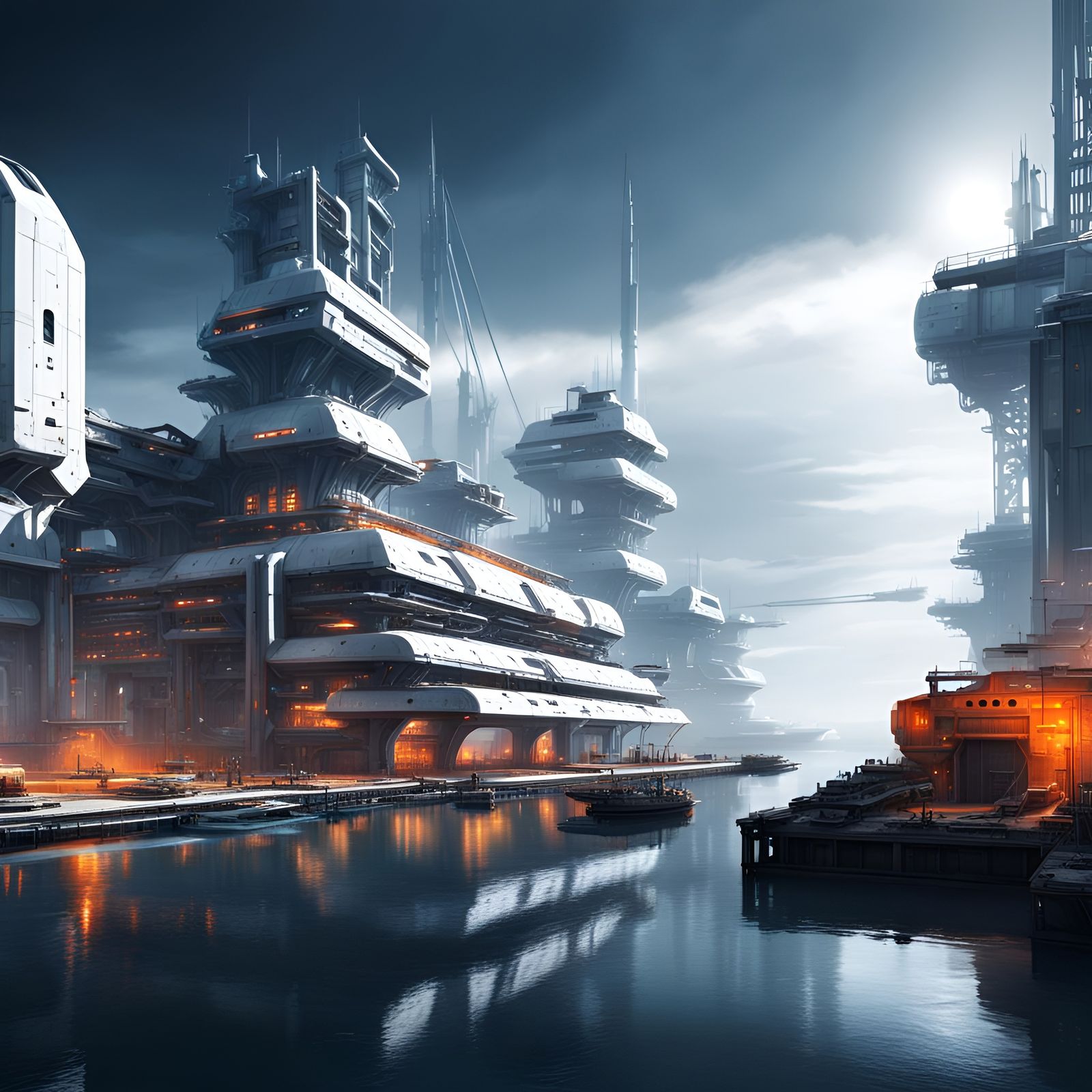 Industrial Science-Fiction Harbor - AI Generated Artwork - NightCafe ...