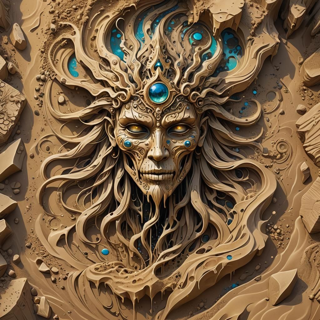 Intricate sand spirit ethereal fantasy concept art, incredible depth ...