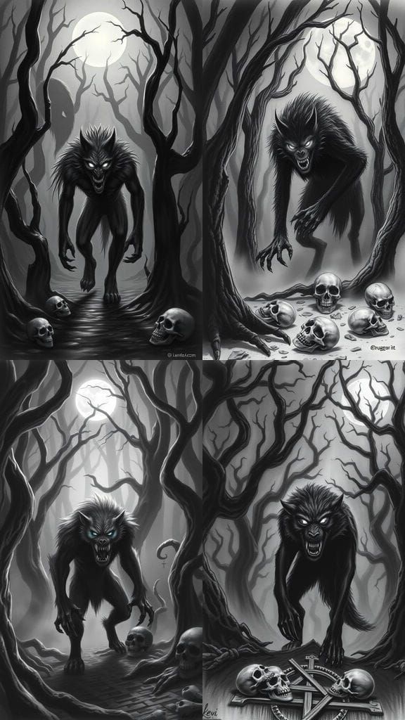 Dark Rougarou Emerges from Cajun Mist - AI Art