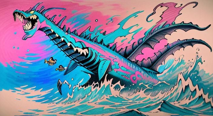 From the bottom of the sea rises a sea monster invented by human ...