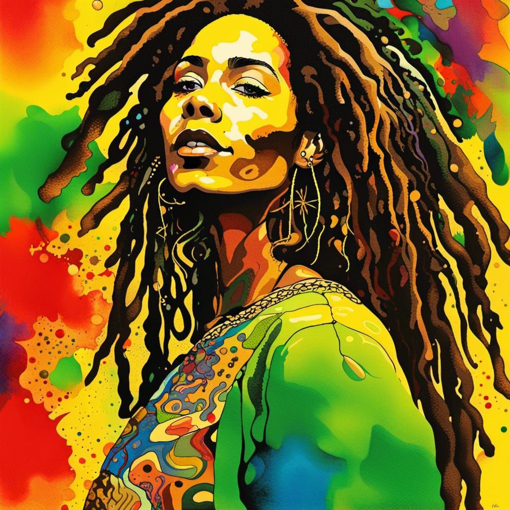 Rastafarian woman ganja leroy brown cinematic dramatic expressionism ...