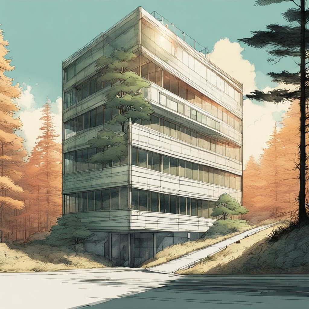 minimalist modernist building - AI Generated Artwork - NightCafe Creator