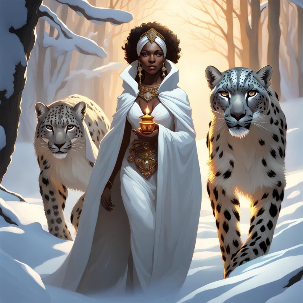She Goddess of the Snow Leopard & Forest - AI Generated Artwork ...