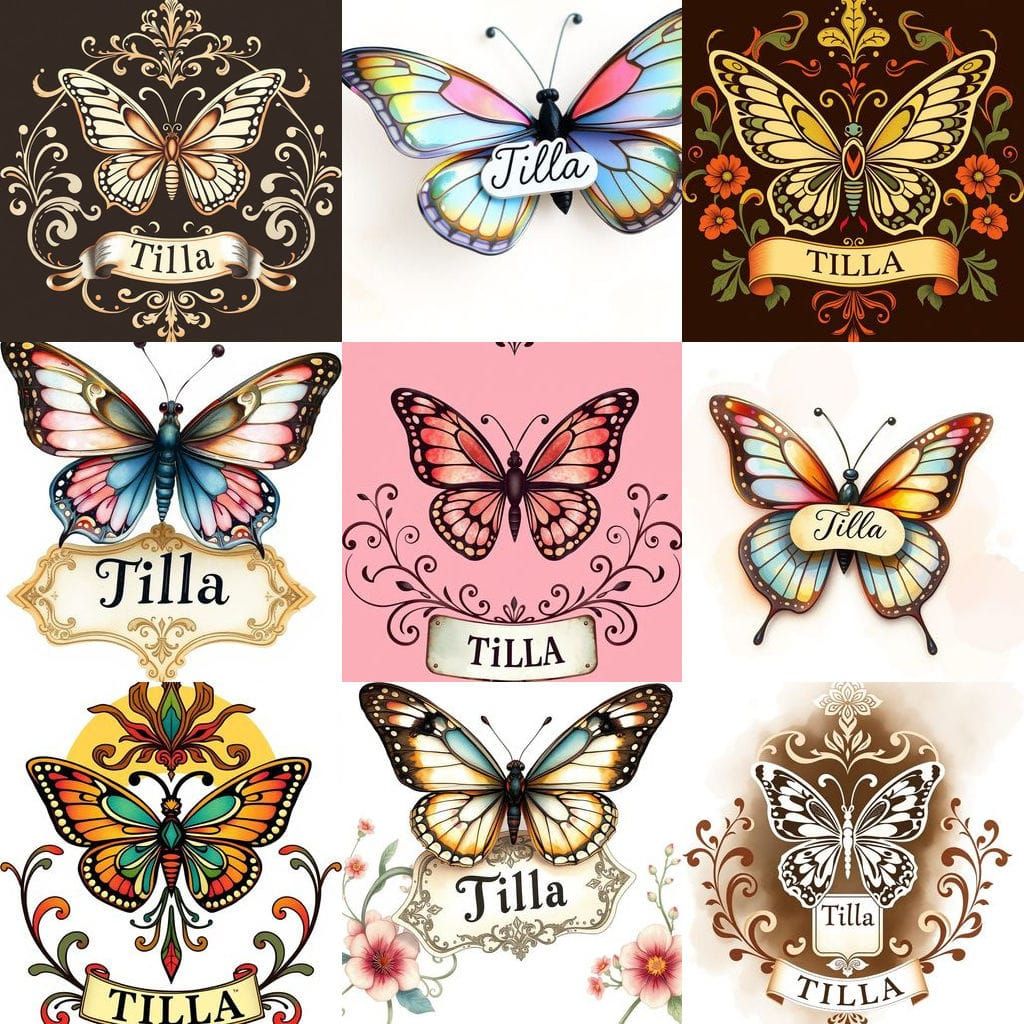 Butterfly Name Tag Emblem Design - AI Art