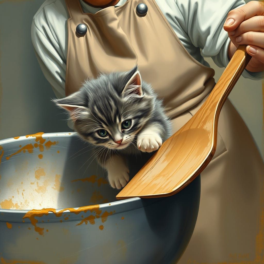 The kitten helps prepare the food. - Playful Kitten Scramble...