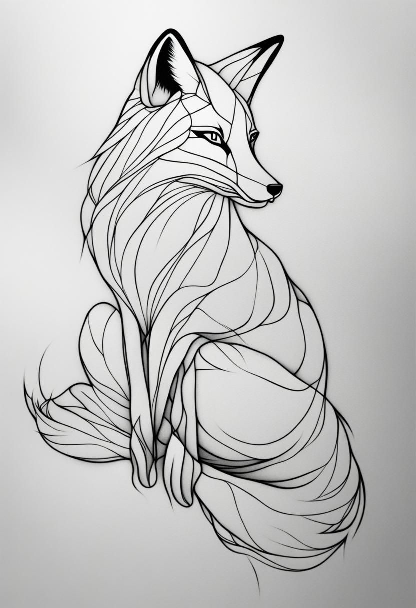 Fox one line art (moganji tattoo inspired) - AI Generated Artwork ...