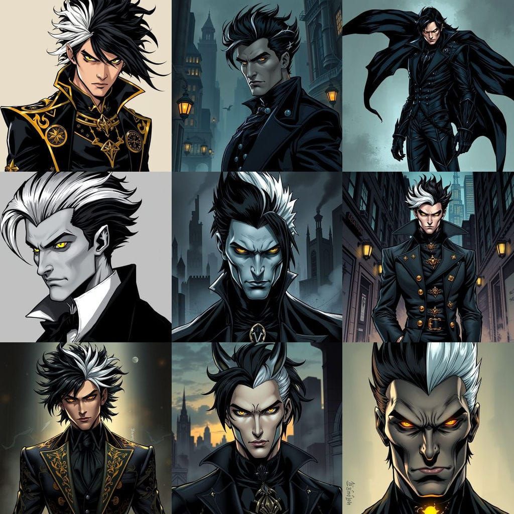 Vali Ravenclaw as a male DC a comics villain character with black and ...