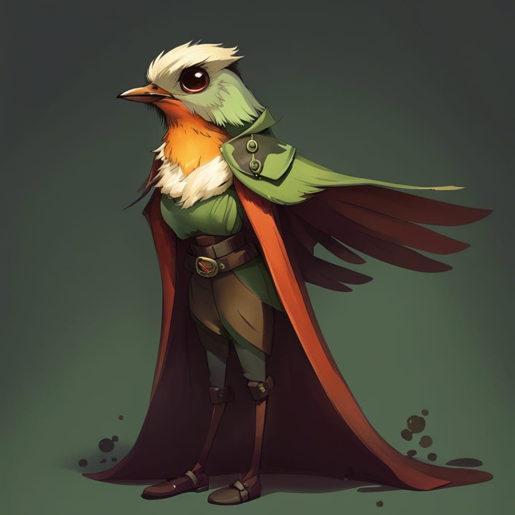 Anthropomorphic Robin Character with Bad Luck - AI Art