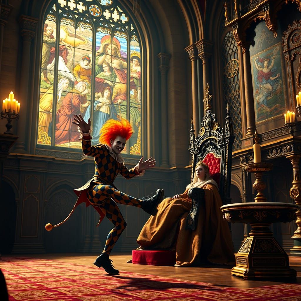 Medieval Jester Performs for the Queen in a Grand ... - AI Art